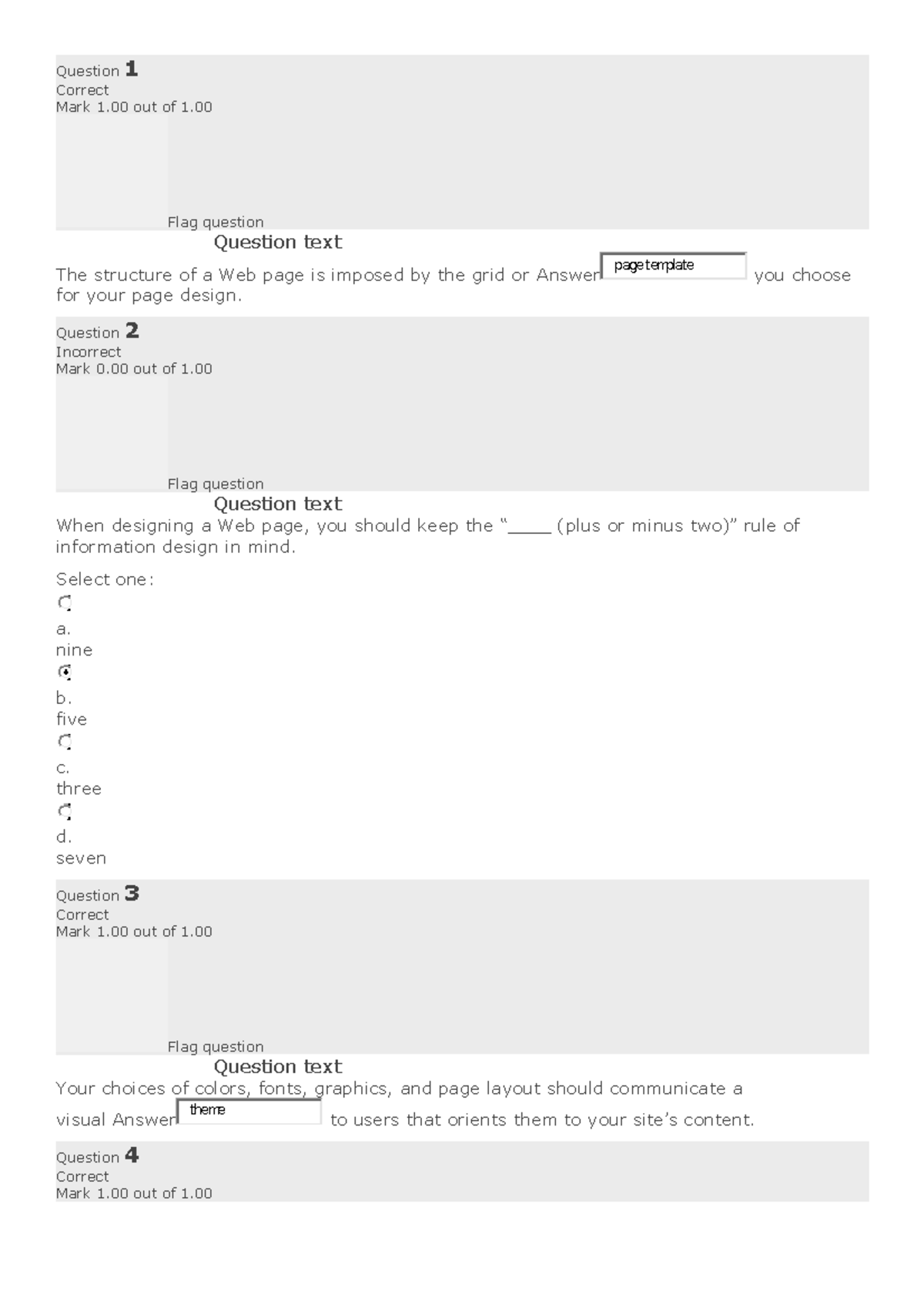 Is221 Quizzes - Question 1 Correct Mark 1 out of 1. Flag question ...