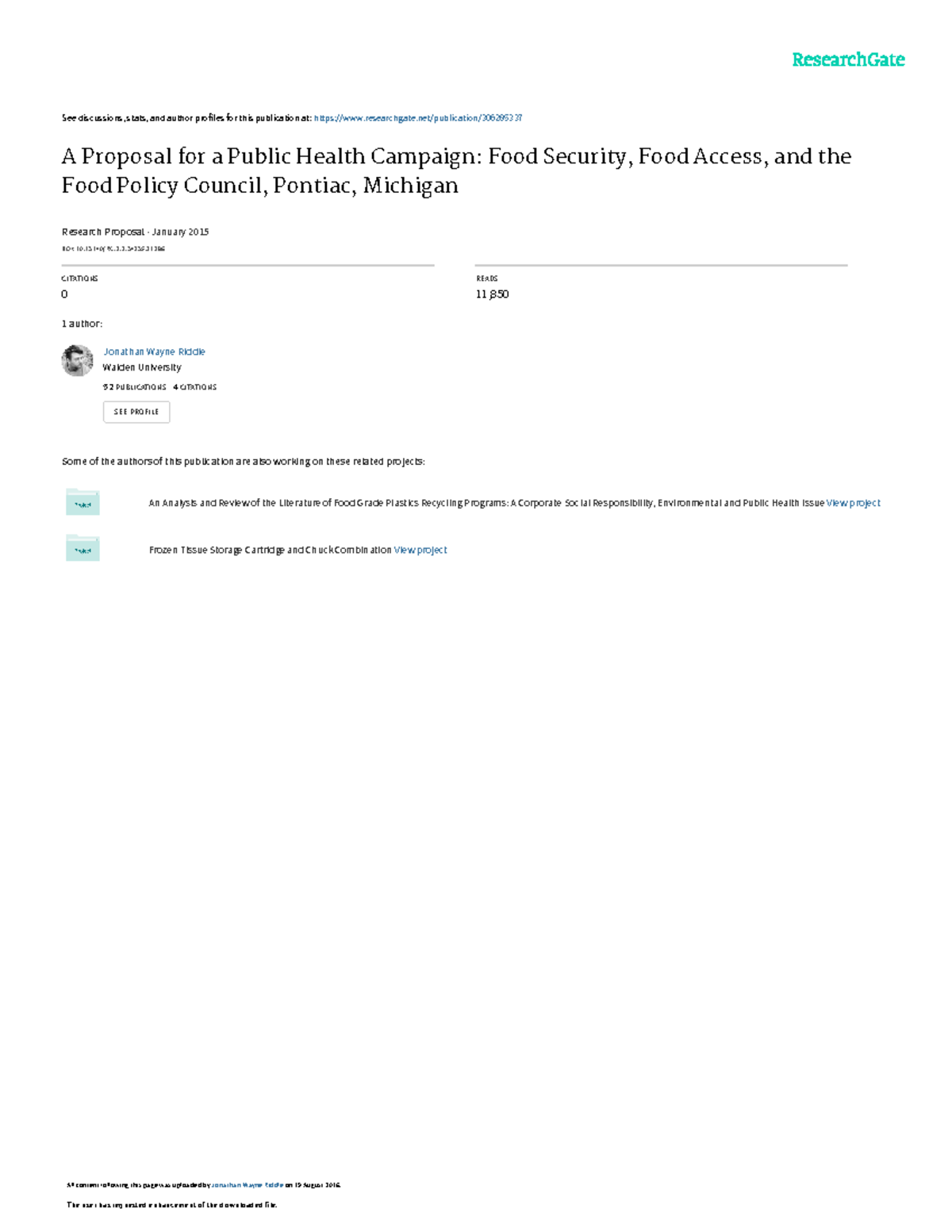 Proposal Public Health Plan - See discussions, stats, and author ...