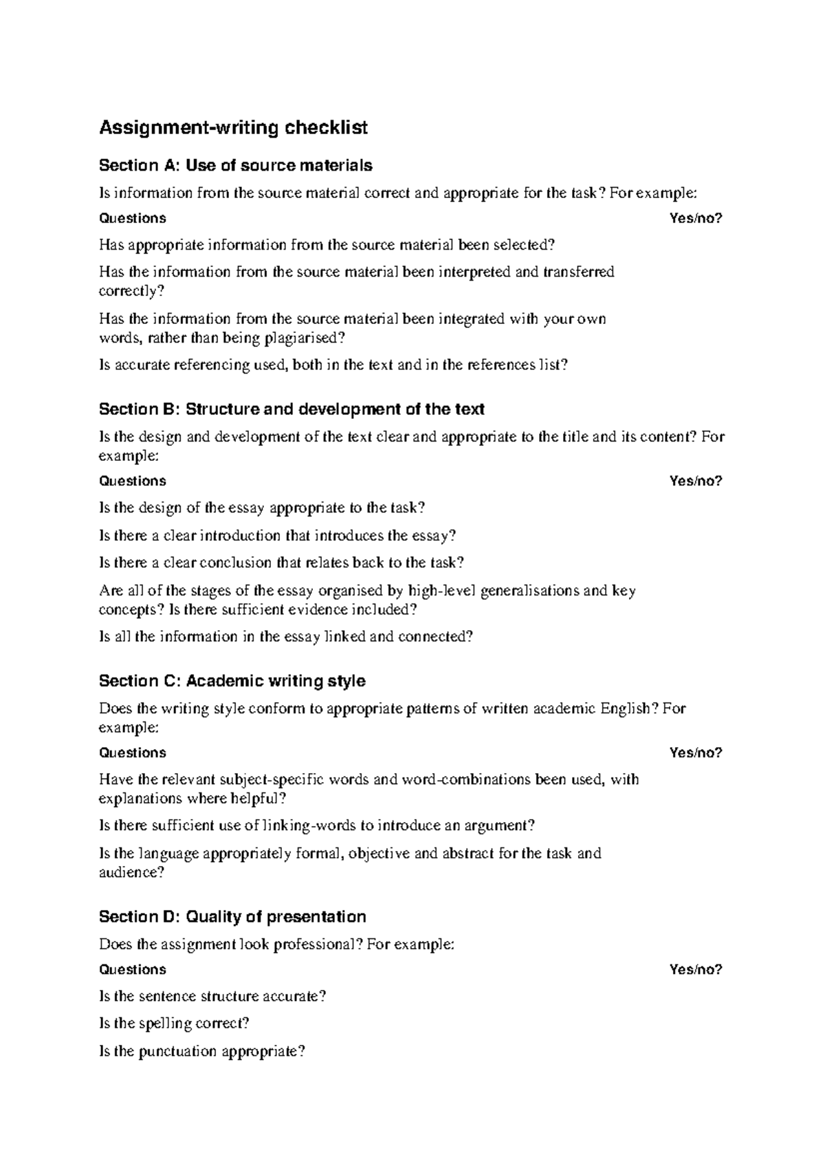 E102 Assignment writing checklist - Assignment-writing checklist ...