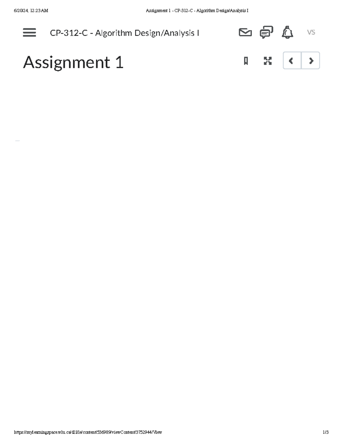Assignment 1 - CP-312-C - Algorithm Design Analysis I - Assignment 1 CP-312-C - Algorithm - Studocu