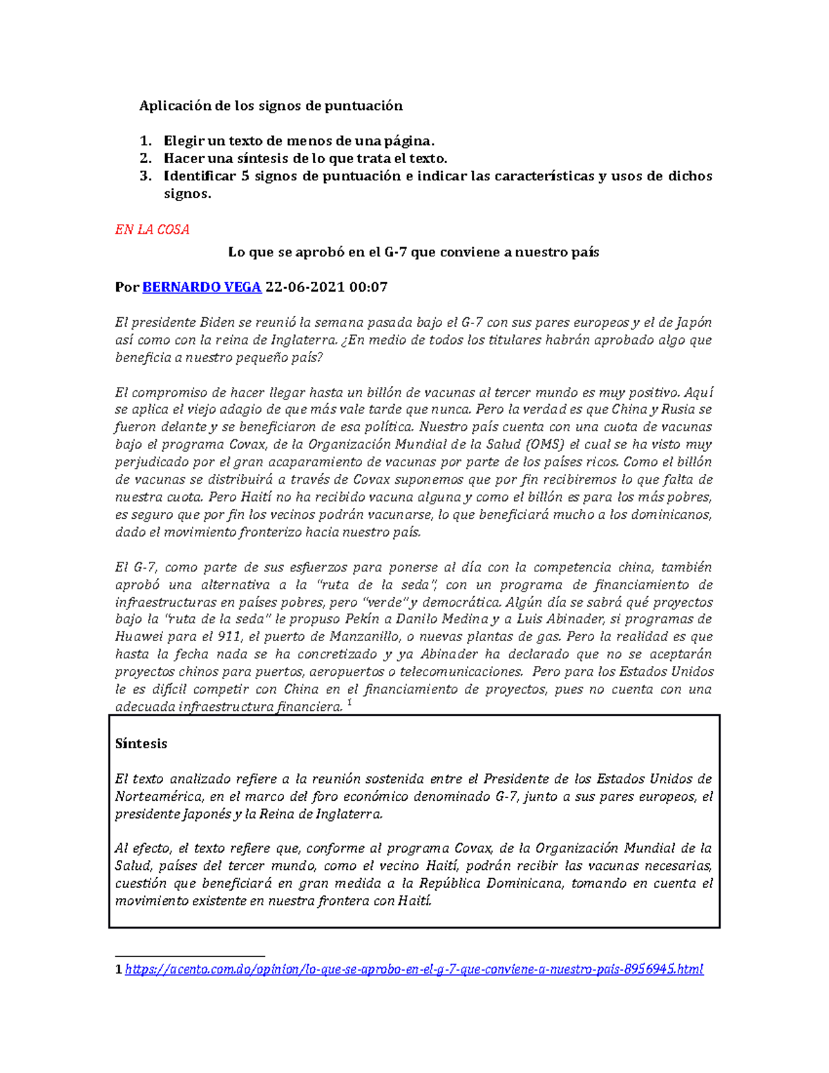 Unidad 3.Actividad 1. Aplicación de los signos de puntuación ...