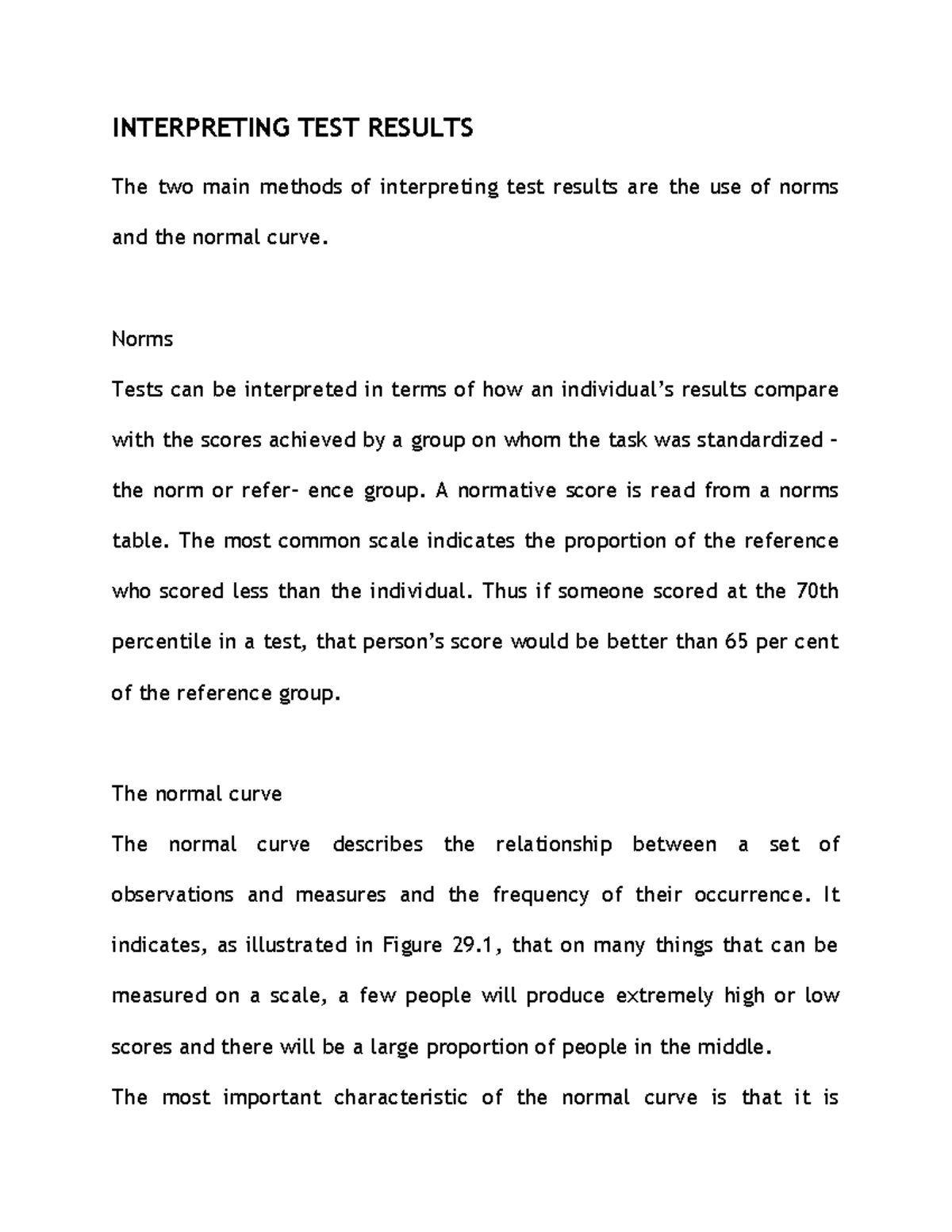 Interpreting TEST Results - selection test - INTERPRETING TEST RESULTS ...