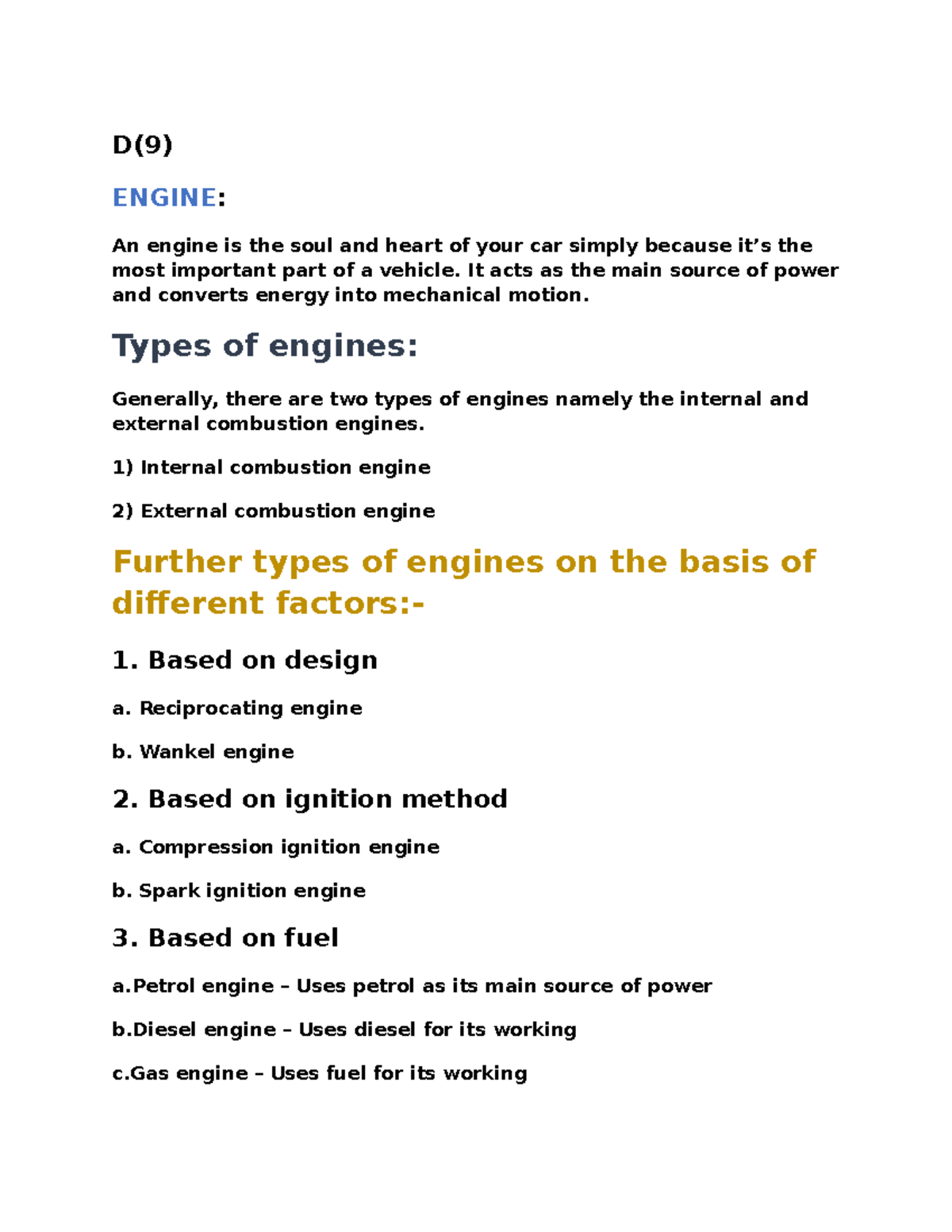 CEP Engines - D(9) ENGINE: An engine is the soul and heart of your car ...