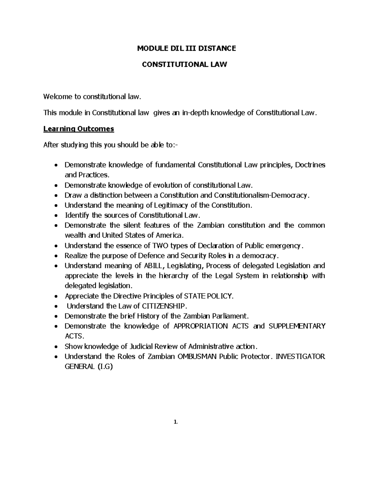 Constitutional Law module - MODULE DIL III DISTANCE CONSTITUTIONAL LAW ...