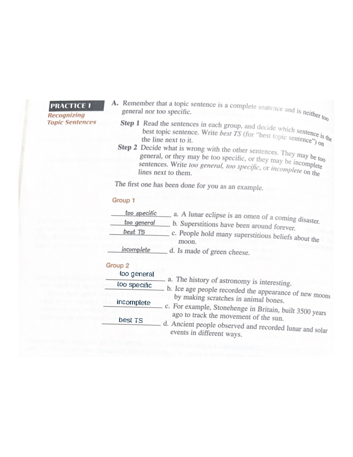 Recognizing Topic Sentences - Computer Science - Studocu