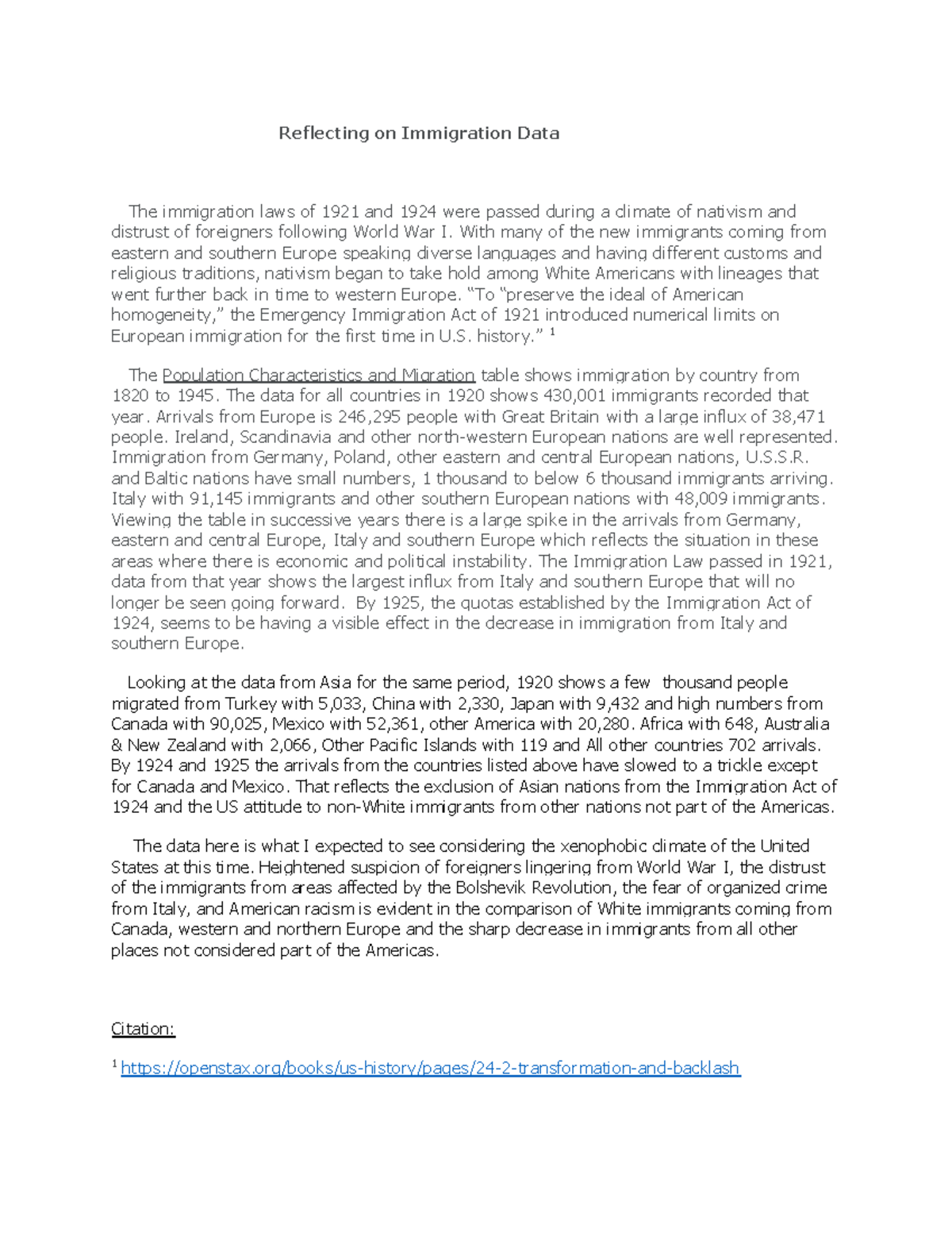 Reflecting on Immigration Data - With many of the new immigrants coming ...