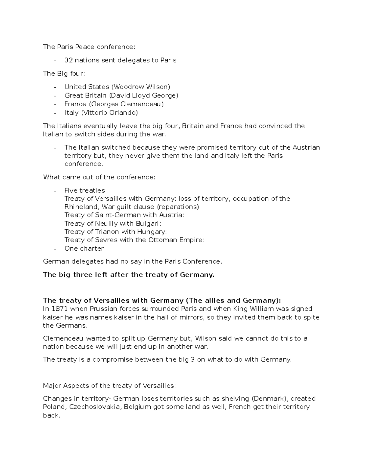 1.5 The Paris Peace conference - The Paris Peace conference: - 32 ...