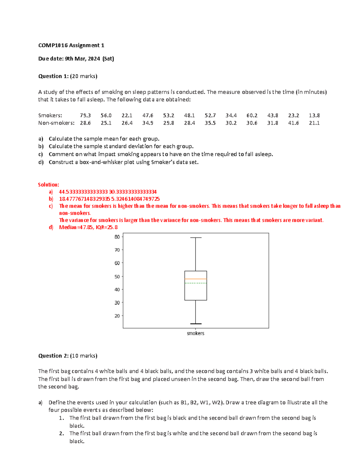 COMP1016 Assignment 1 Solution-1 - COMP 1016 Assignment 1 Due date: 9th Mar, 202 4 (Sat ...