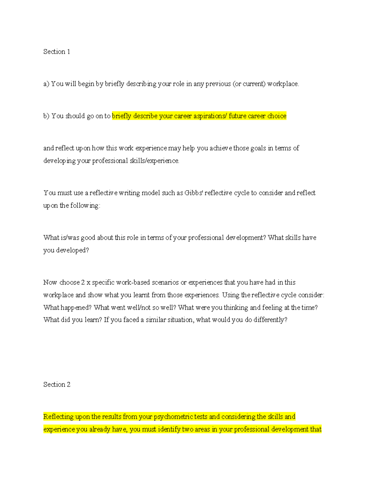Section 2 - asdfas - Section 1 a) You will begin by briefly describing ...