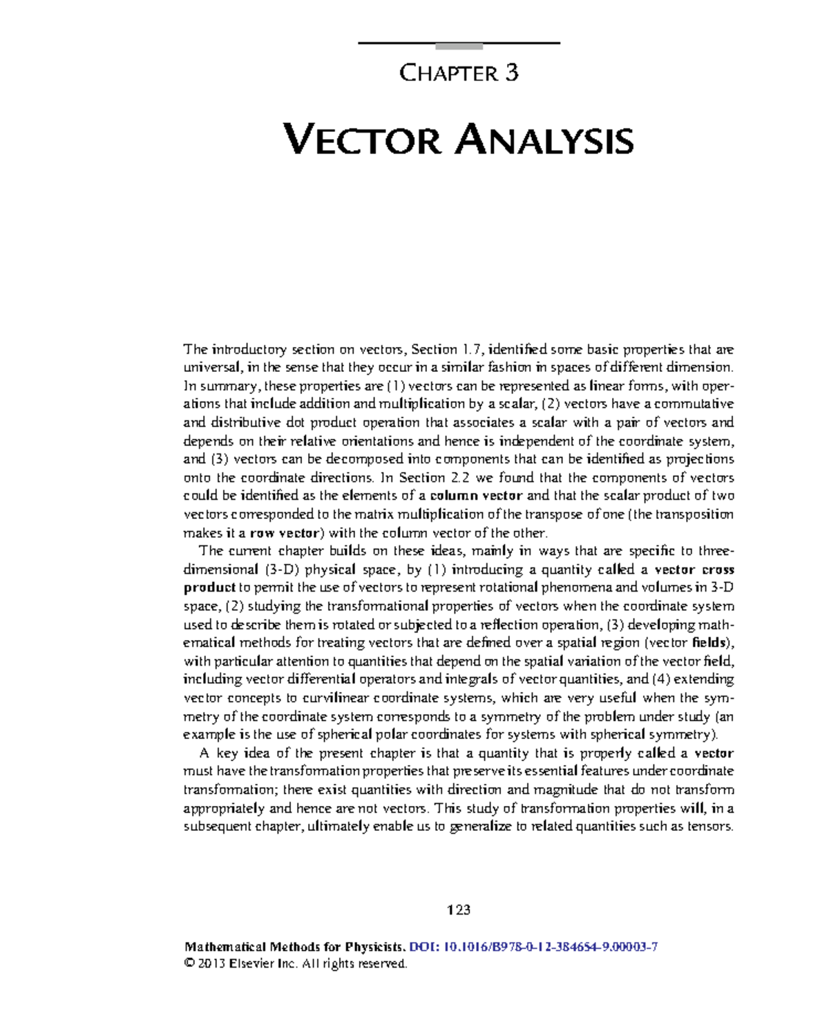 Vector analysis-1 - Summary Control systems - CHAPTER 3 VECTOR ANALYSIS The introductory section ...