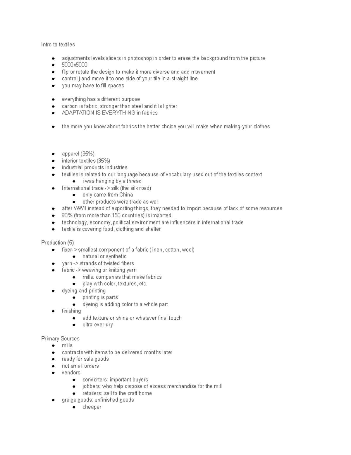 Textiles Notes - Prof. Long Nam To - Intro to textiles adjustments ...