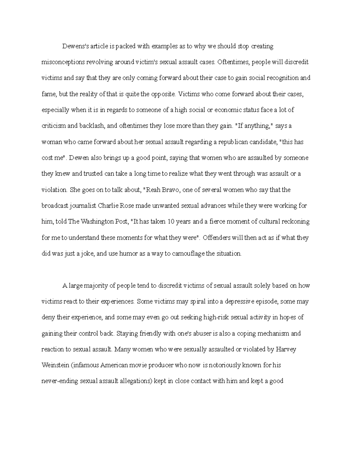WGS Essay 2 - Grade: A - Women and the Unfair Justice System in Regards ...