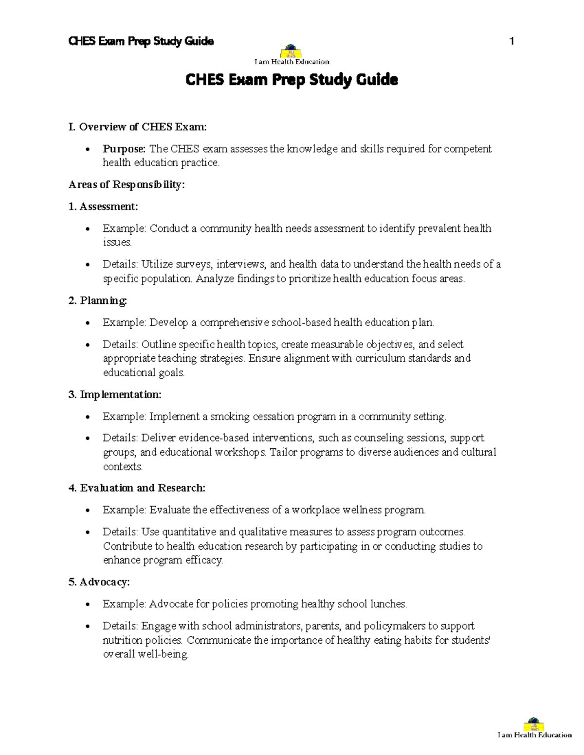 CHES+Exam+Prep+Study+Guide - CHES Exam Prep Study Guide 1 CHES Exam ...