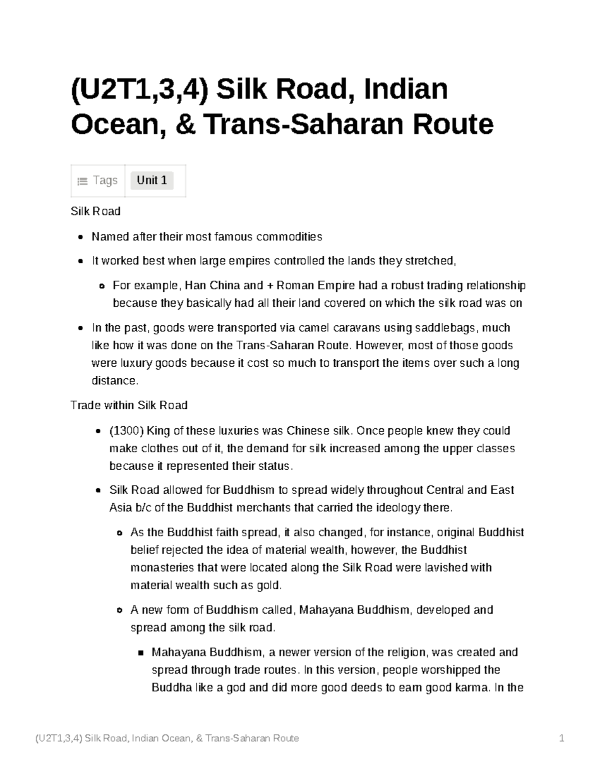 (U2T34) Silk Road Indian Ocean Trans-Saharan Route - However, most of ...