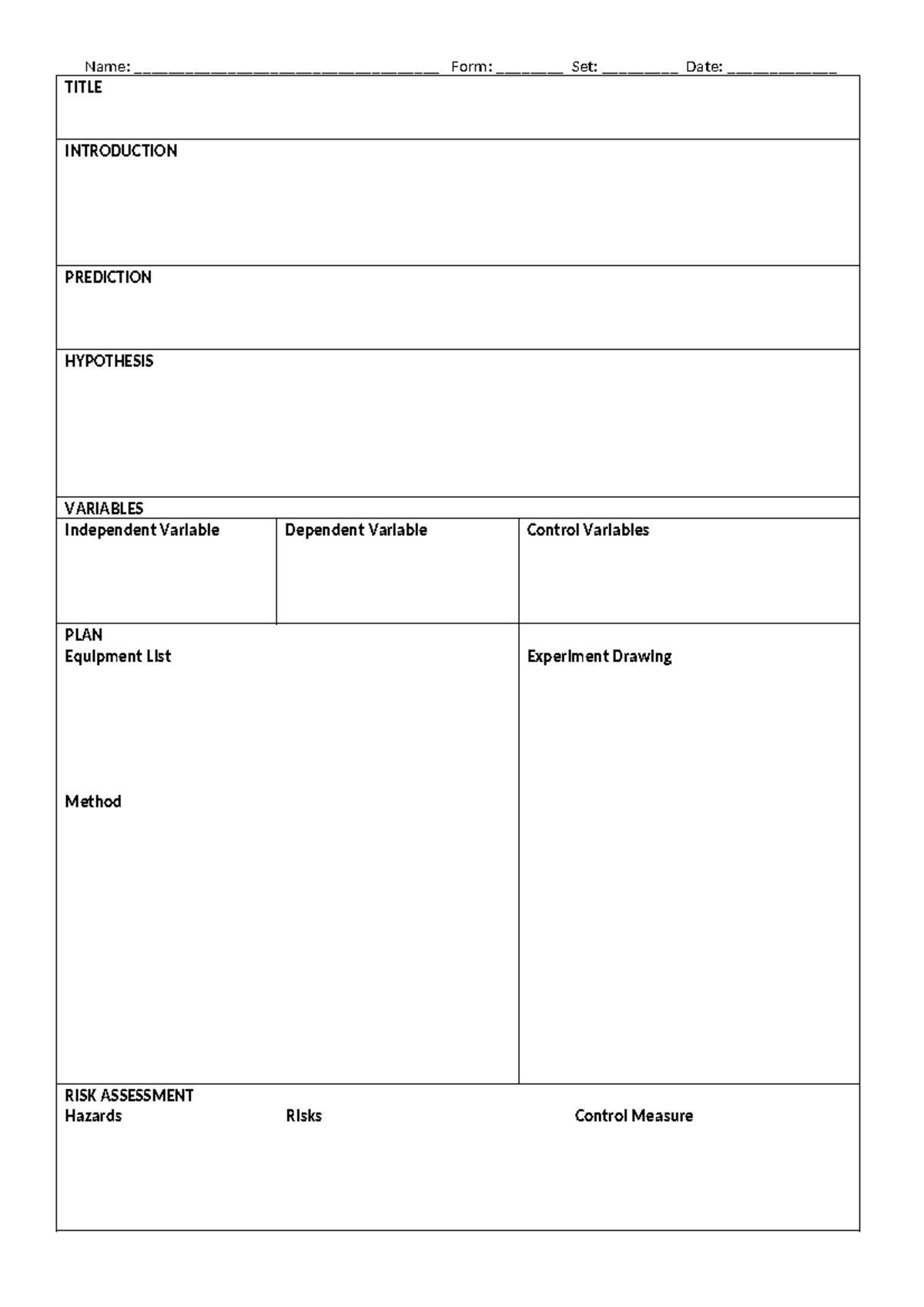 Report Template - Name: ____________________________________ Form ...