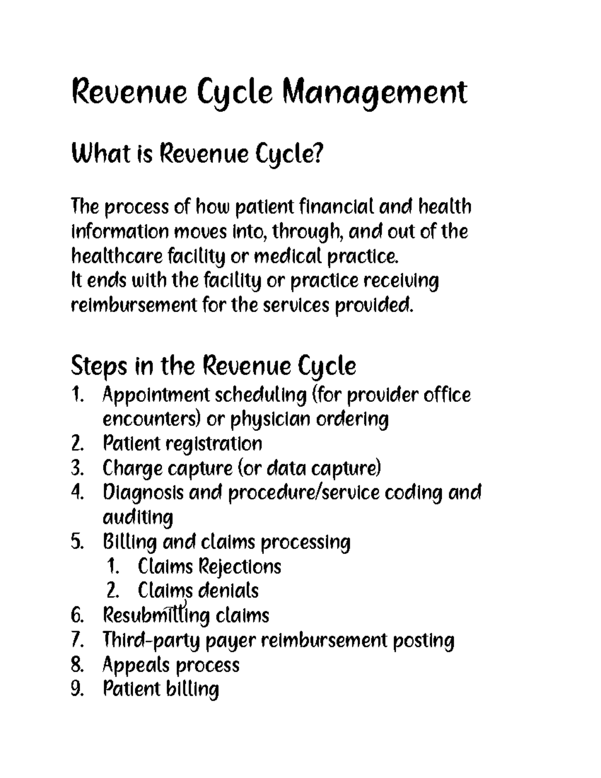 Revenue Cycle Management - It ends with the facility or practice ...