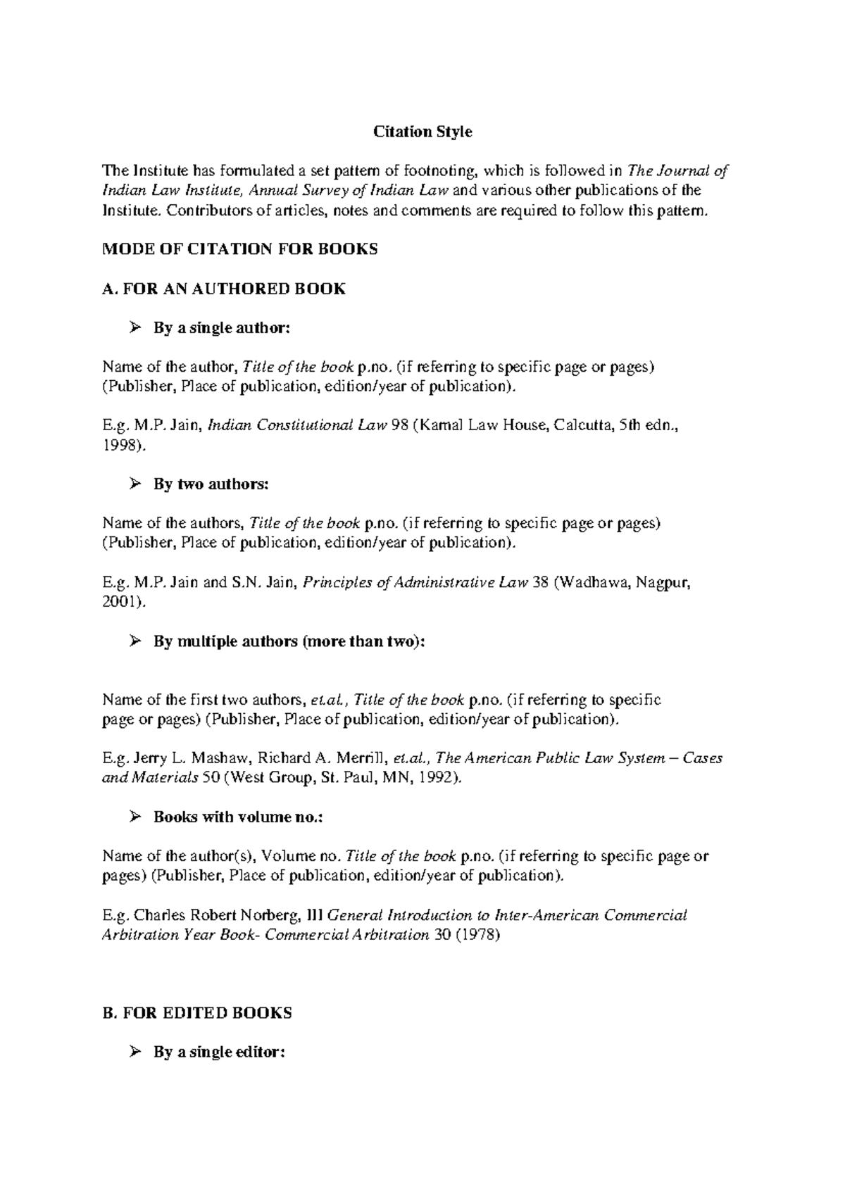 ILI Citation - Citation Style The Institute has formulated a set ...