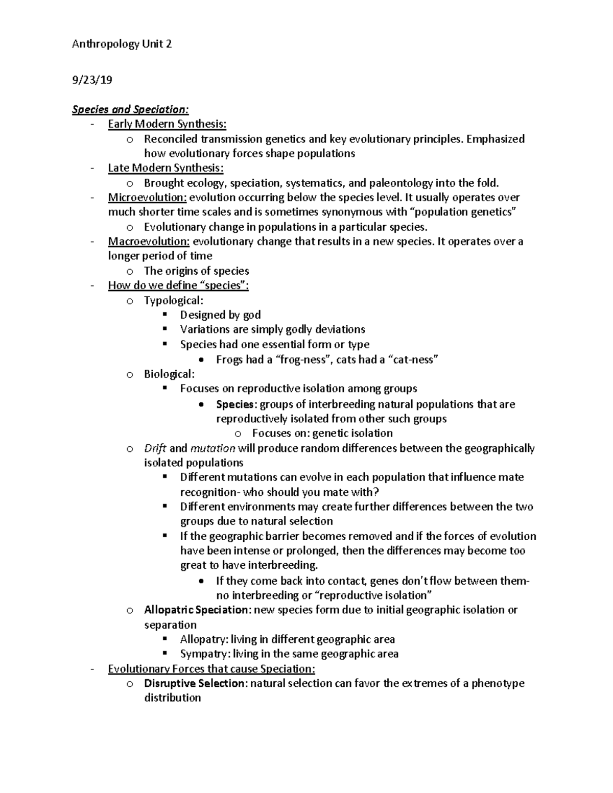 Anthropology 2 - Lecture notes all lectures in unit 2 - Warning: TT ...