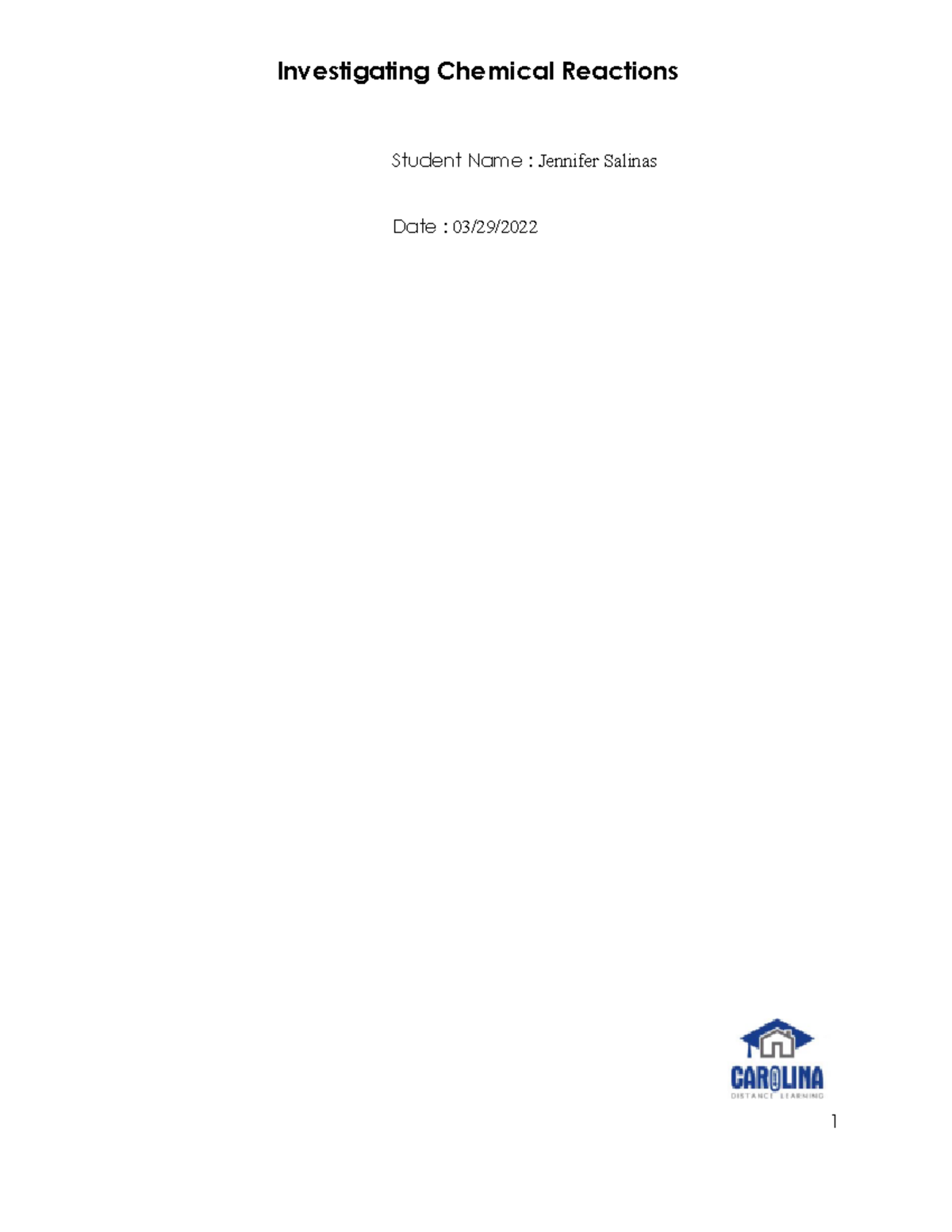 Investigating Chemical Reactions -Worksheet-2 For Chem - Investigating ...