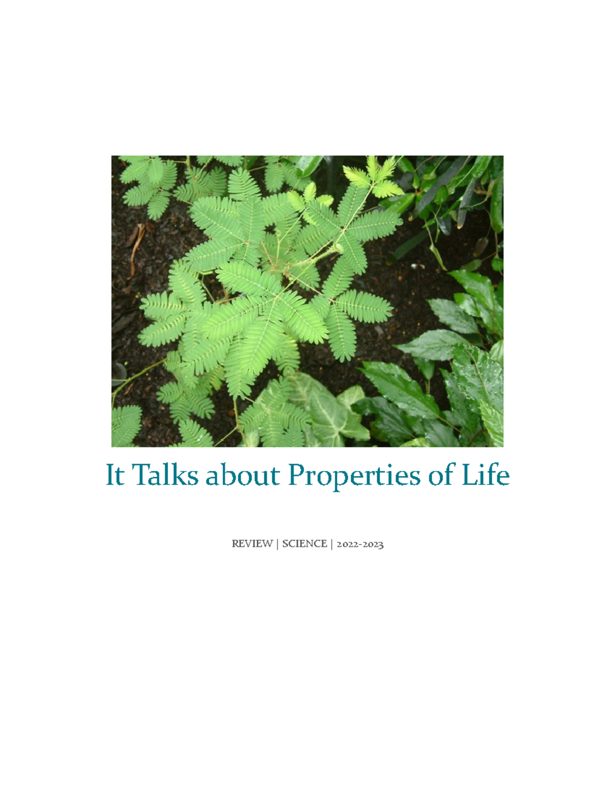 It Talks about Properties of Life - Structures with a great deal of ...