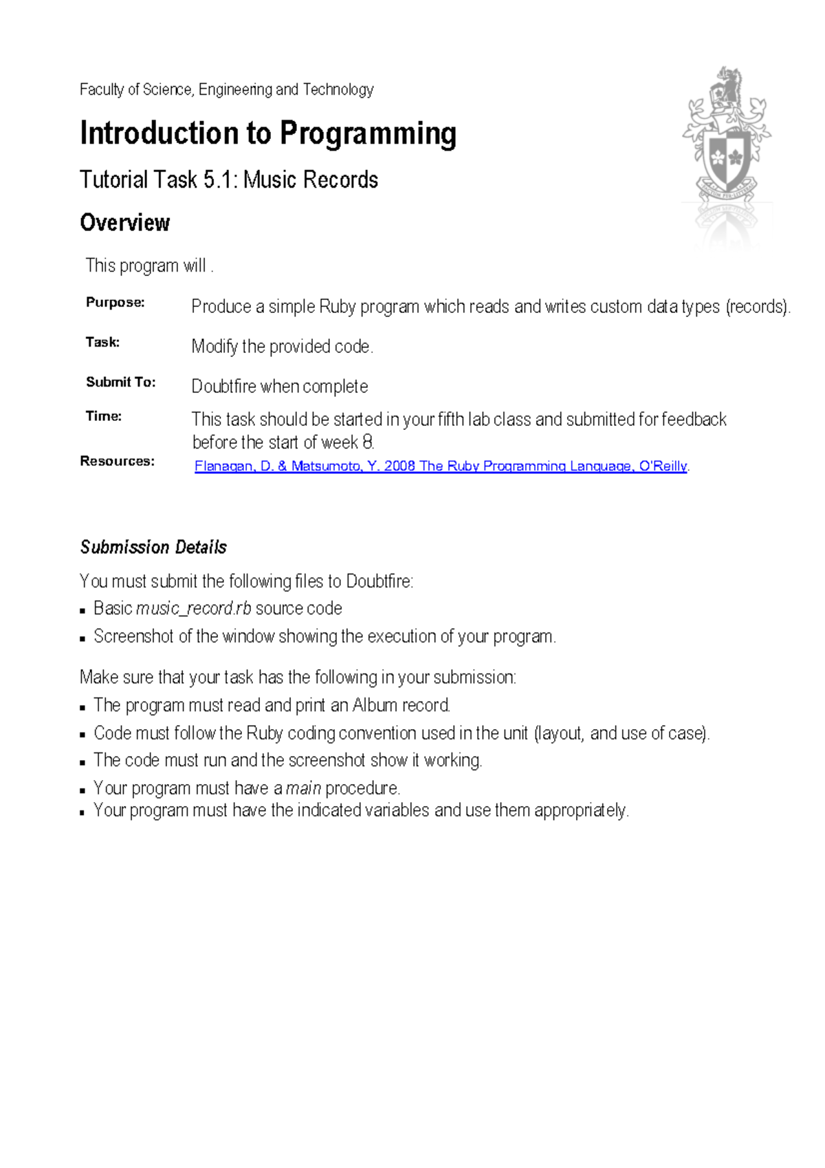 5 - scscsc - Faculty of Science, Engineering and Technology ...