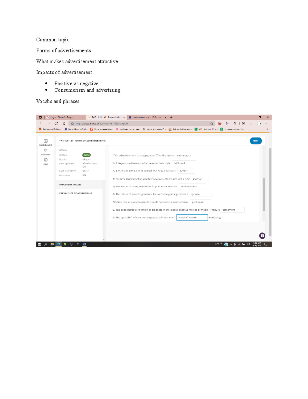 Adveritsing - useful collocation - Common topic Forms of advertisements ...