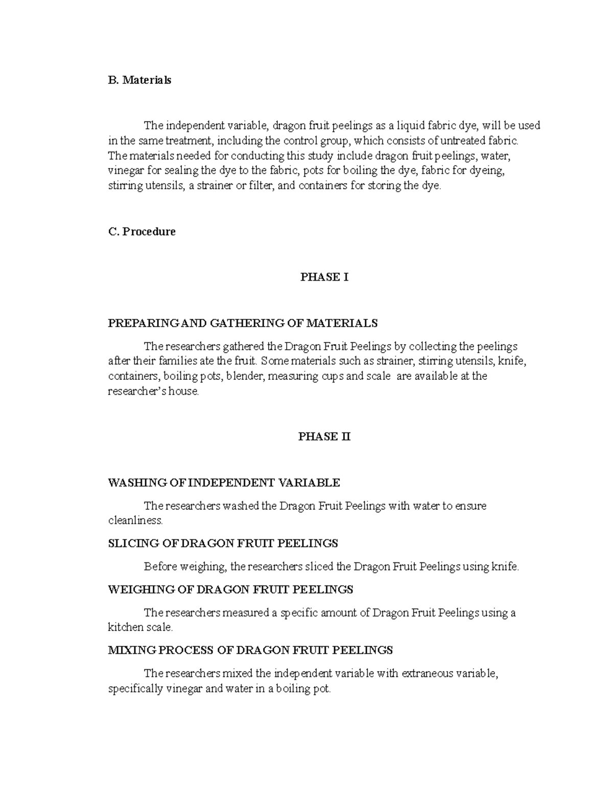Chapter 3 - practical research qualitative research - B. Materials The ...