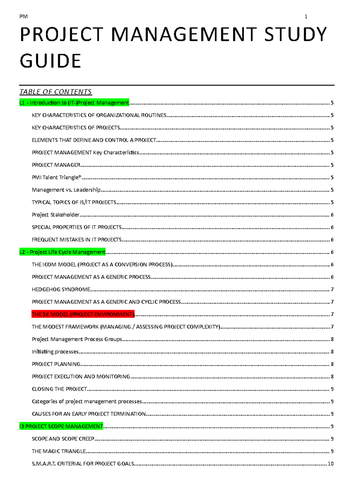 PM-Study Guide - Everything you need to know for the exam! - PROJECT ...
