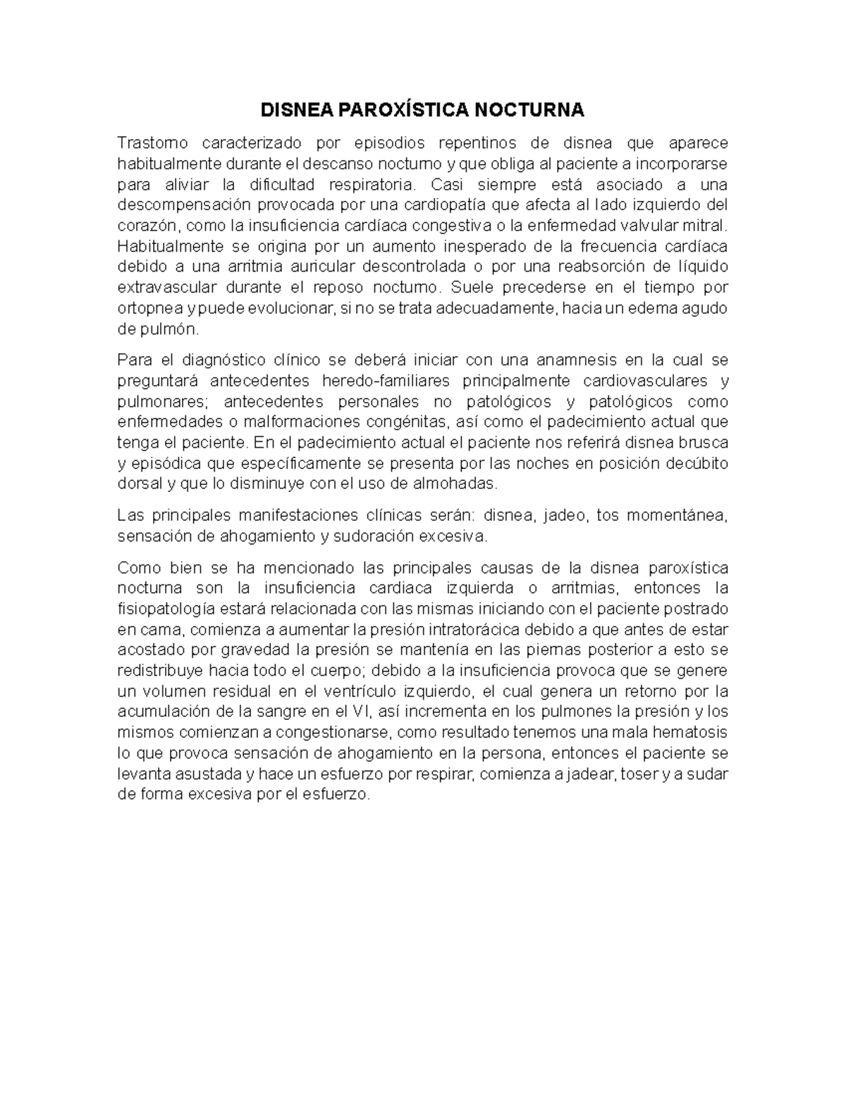 Resuemen Disnea Paroxistica Nocturna - DISNEA PAROXÍSTICA NOCTURNA ...