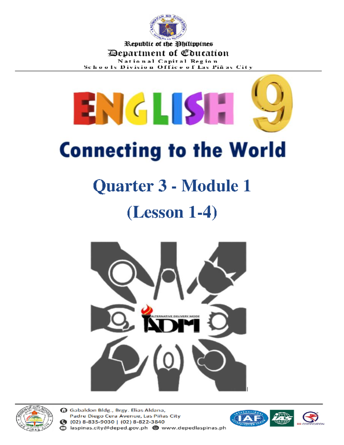 Q3 G9 English M1 - module - Quarter 3 - Module 1 (Lesson 1-4) English ...