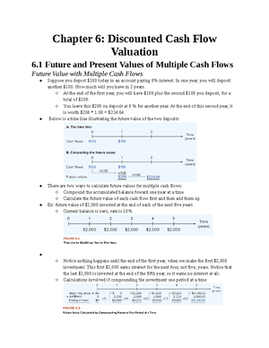 Chapter 6 Discounted Cash Flow Valuation - Most investments involve multiple cash flows. One ...