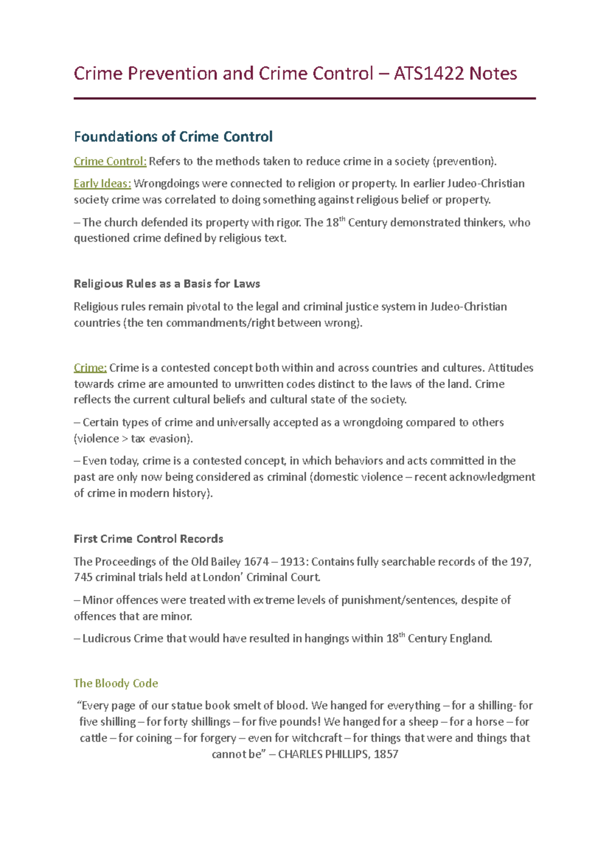 Crime Prevention and Crime Control - ATS1442 Notes - Crime Prevention ...