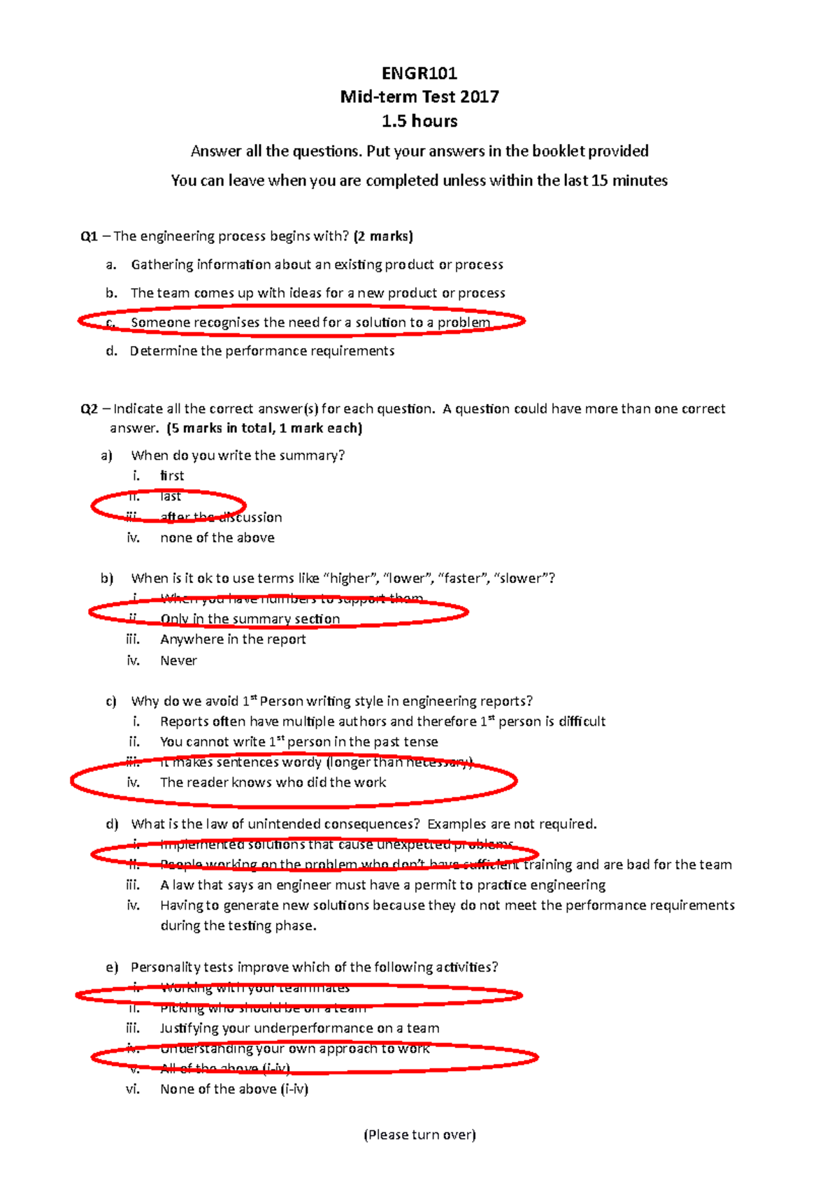 Test 2017 + answers - Past test for engr101. test practice. - ENGR Mid ...