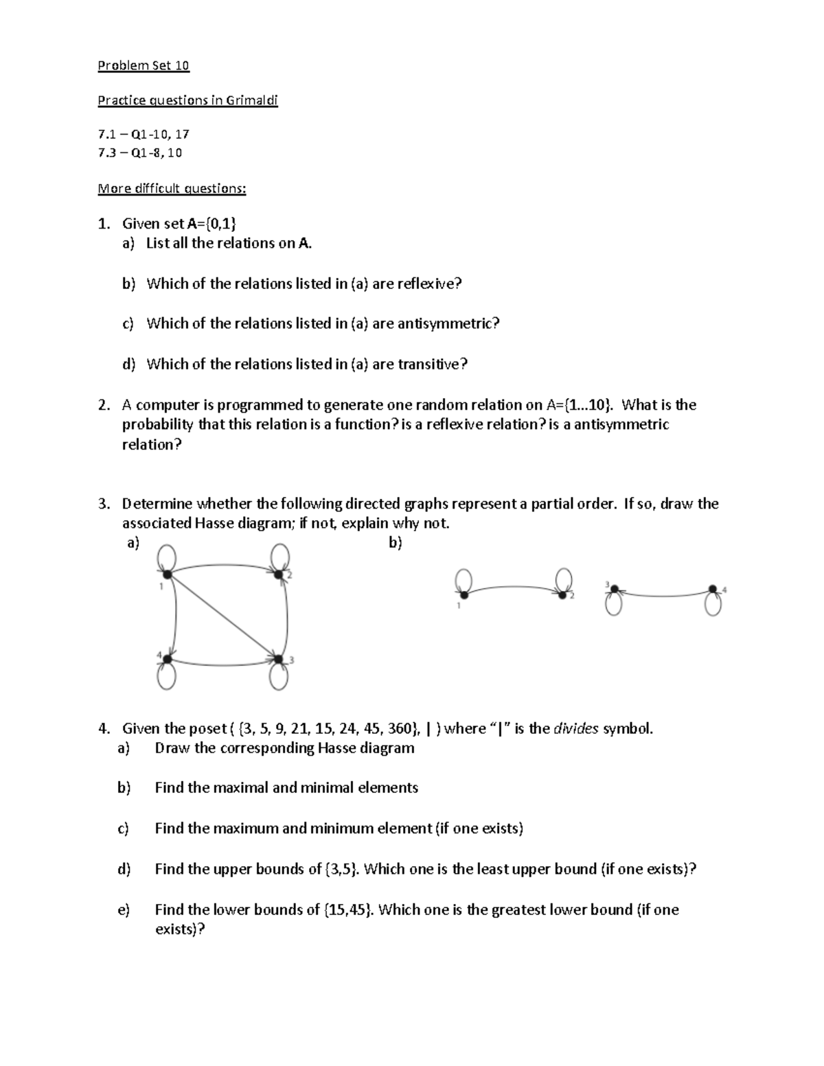 PS10 - Problem Set 10 Practice questions in Grimaldi 7 – Q1-10, 17 7 – Q1-8, 10 More difficult ...