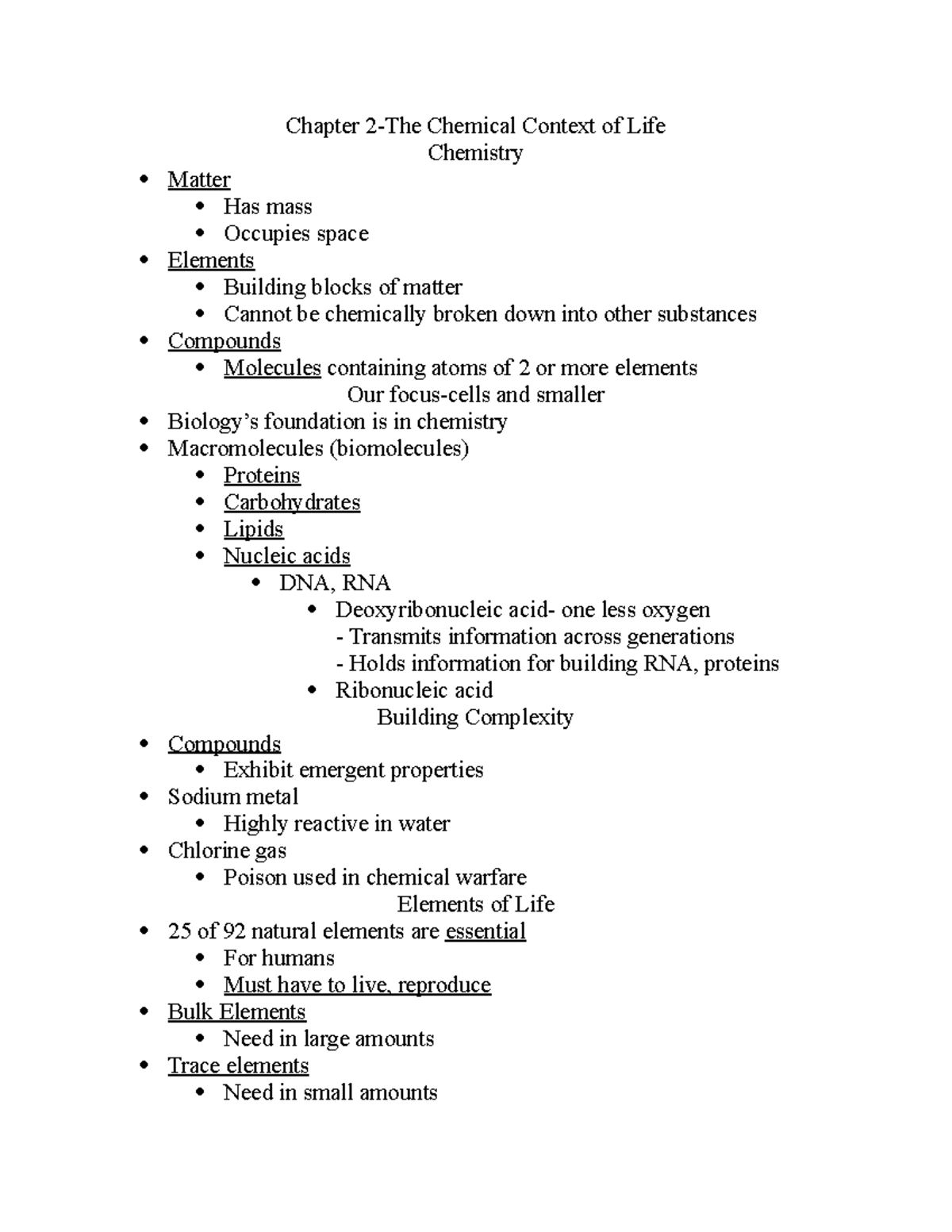 Biology 140 Chapter 2 - Mr. Pitz - Chapter 2-The Chemical Context of ...