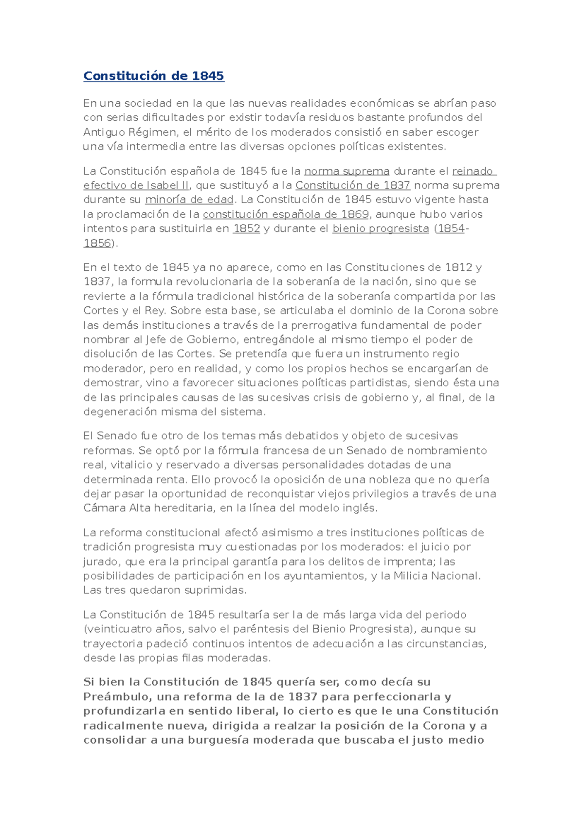 Constitución de 1845 - La Constitución española de 1845 fue la norma ...