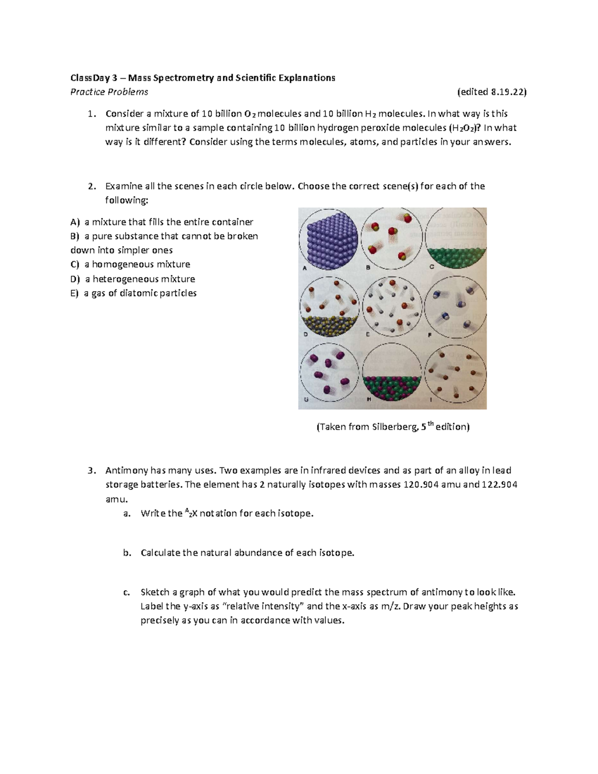 (b)Class Day 3 Practice Problems Mass Spec Scientific Explanations ...