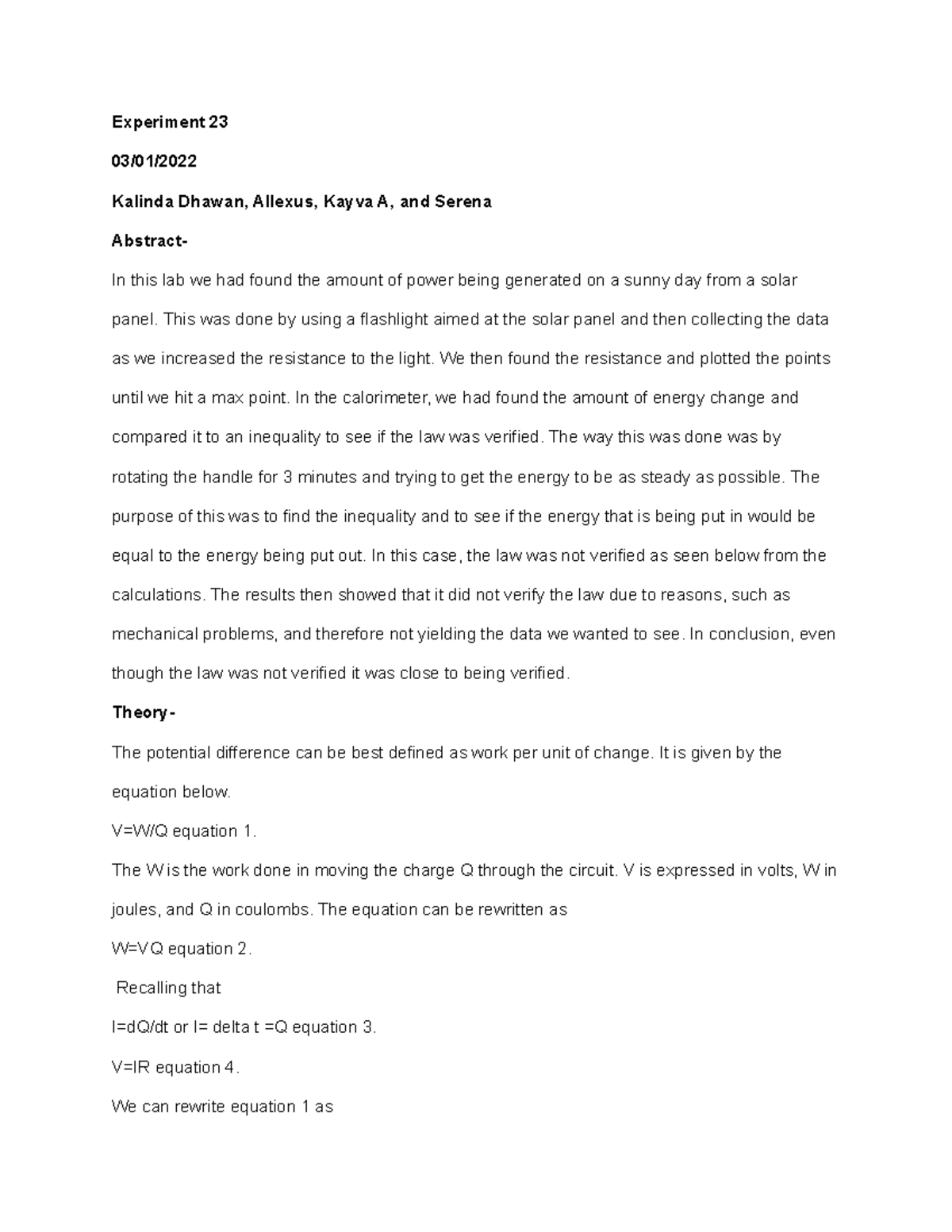 Experiment 23 - Physics lab 2 with answers and included all photos, and ...