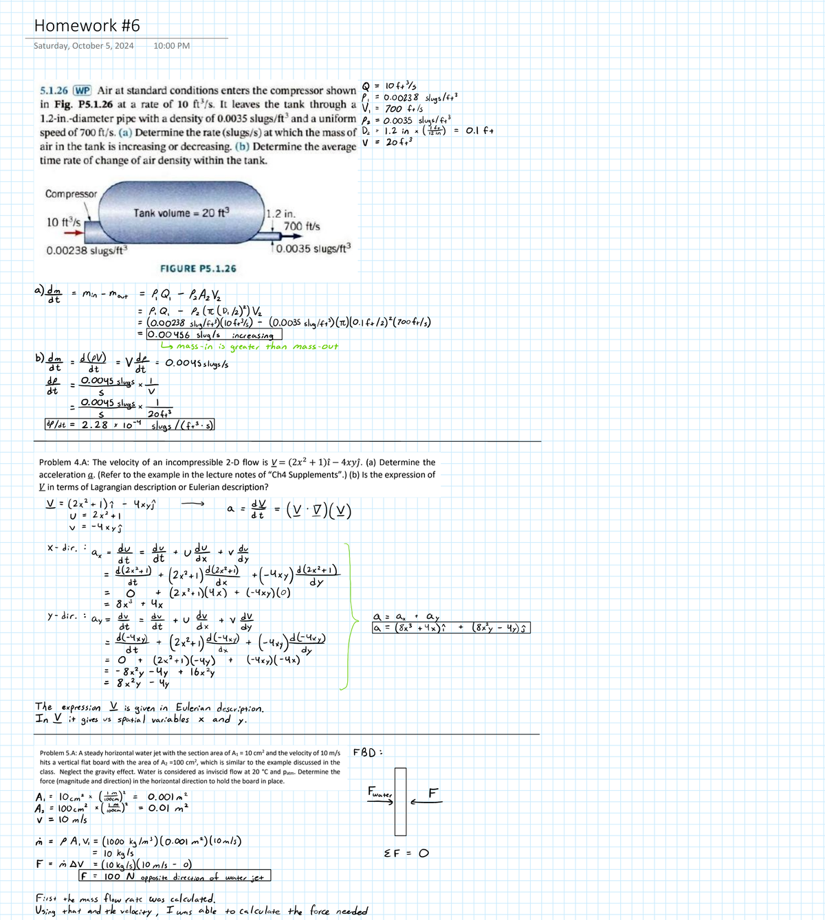 Homework #6 [TAM-335] - Air at standard conditions enters the ...