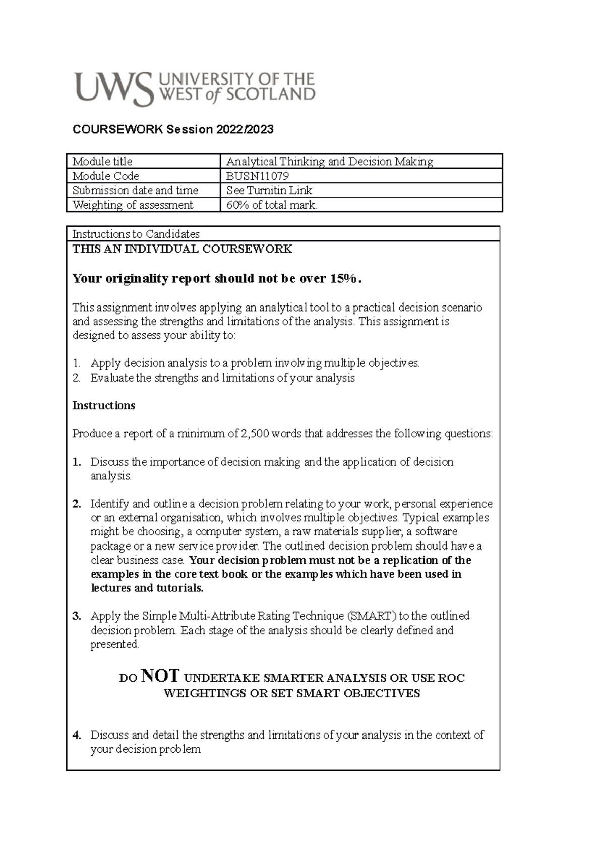 ATDM Individual Assessment BUSN11079 T3 2022 23 - COURSEWORK Session ...