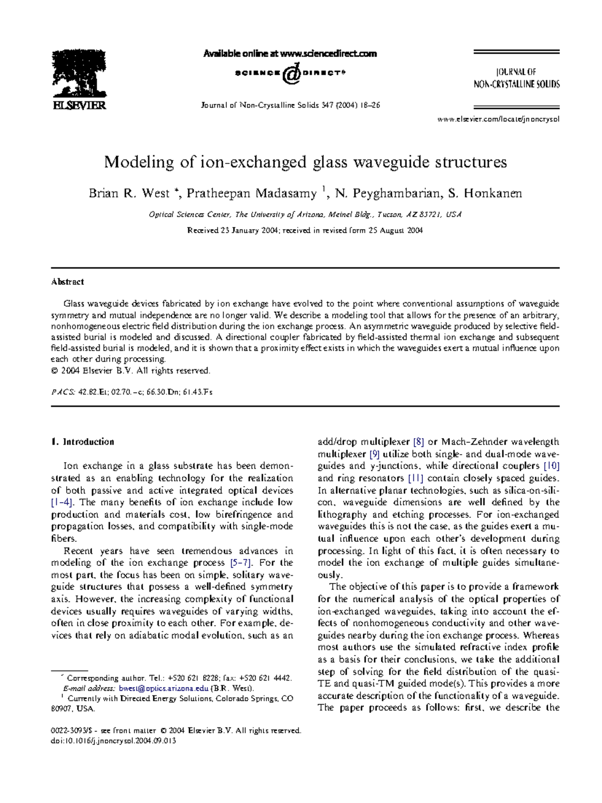 Modeling of ion-exchanged glass waveguide structures - West ...