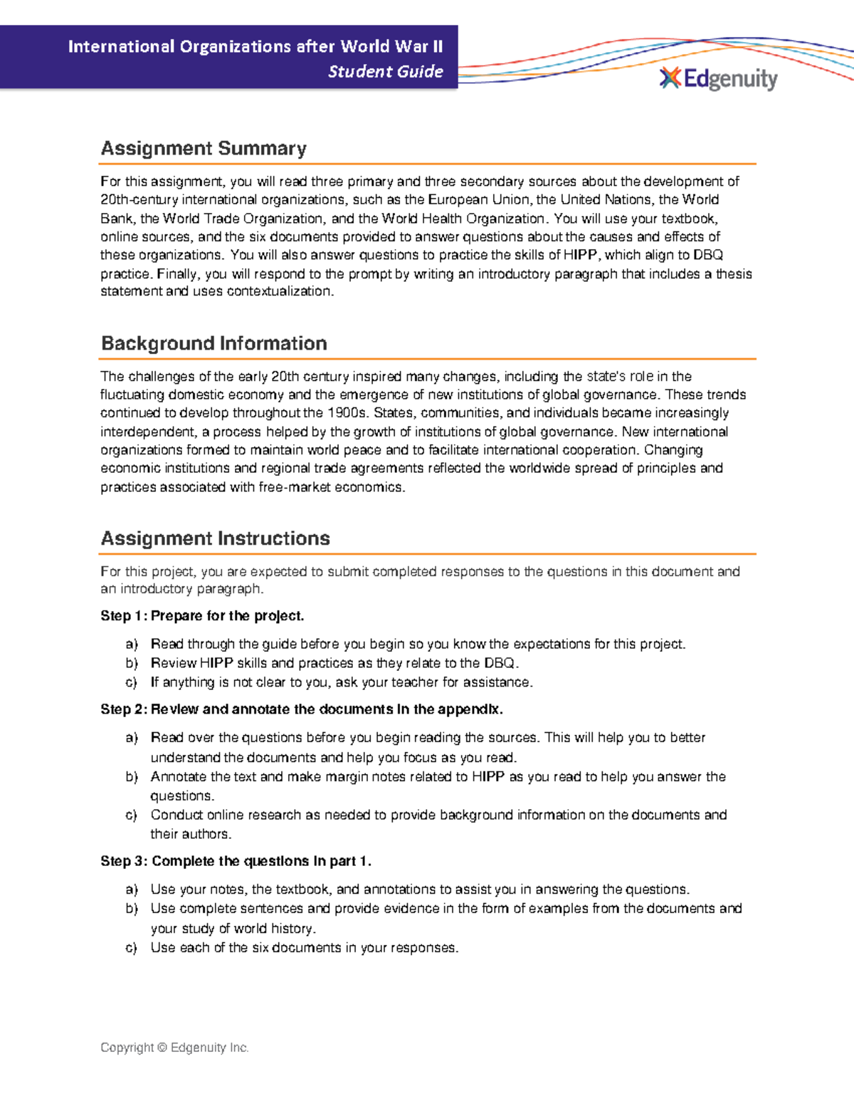 Project - International Organizations Post WWII - International ...
