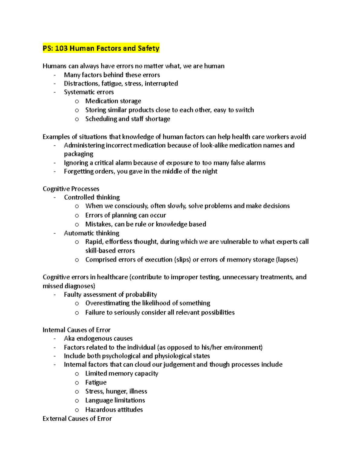 PS 103 Notes PS 103 Human Factors And Safety Humans Can Always ps-103-notes-ps-103-human-factors-and-safety-humans-can-always