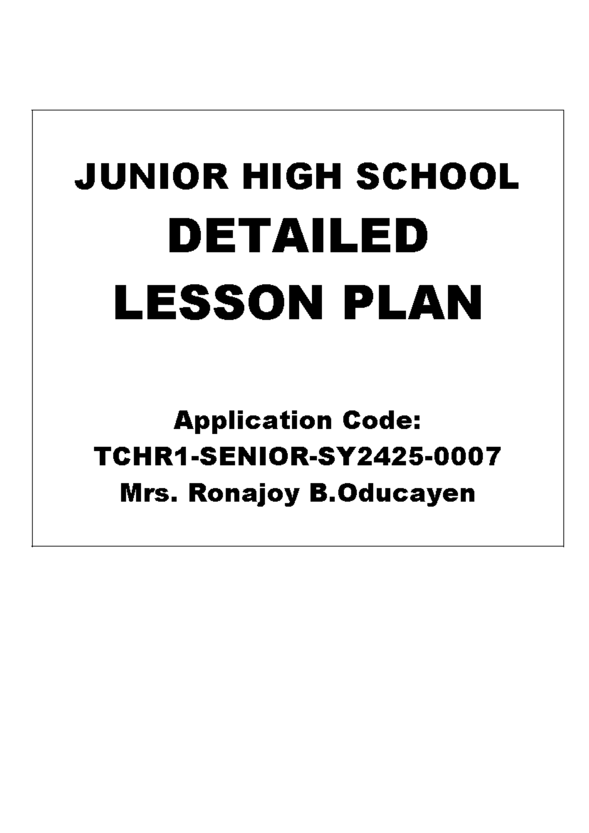 Junior HIGH School - Teacher and the curriculum - JUNIOR HIGH SCHOOL ...