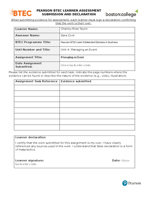 Report Template - PEARSON BTEC LEARNER ASSESSMENT SUBMISSION AND ...