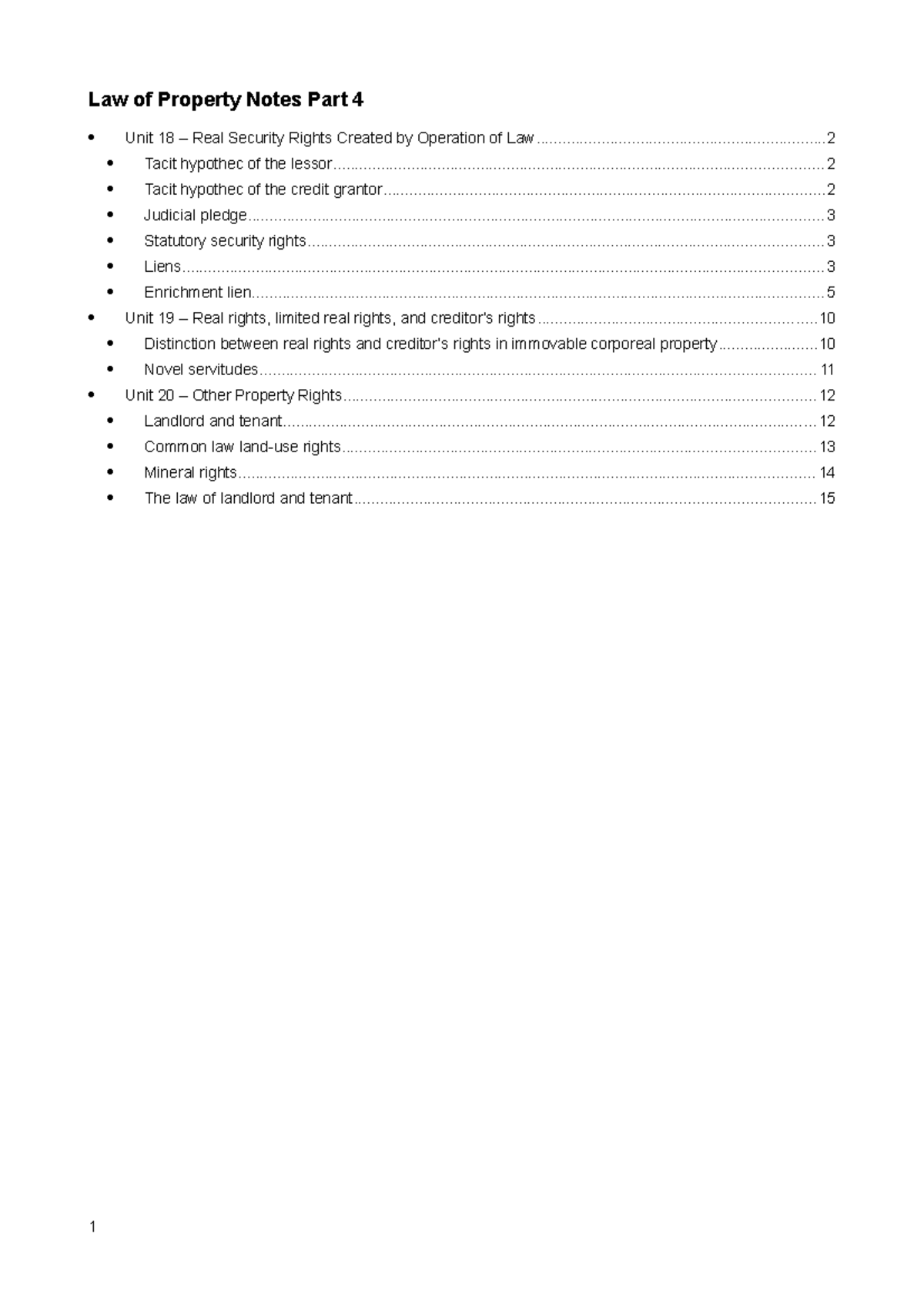 Property Notes Part 4 - Law of Property Notes Part Unit 18 – Real ...