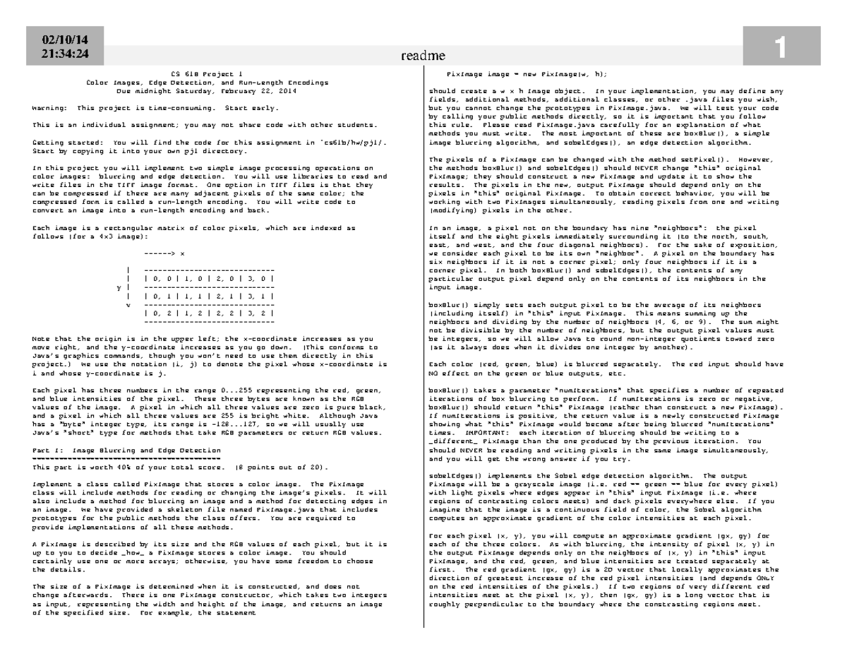 Readme - 21:34:24 readme 1 CS 61B Project 1 Color Images, Edge Detection, and Run-Length ...