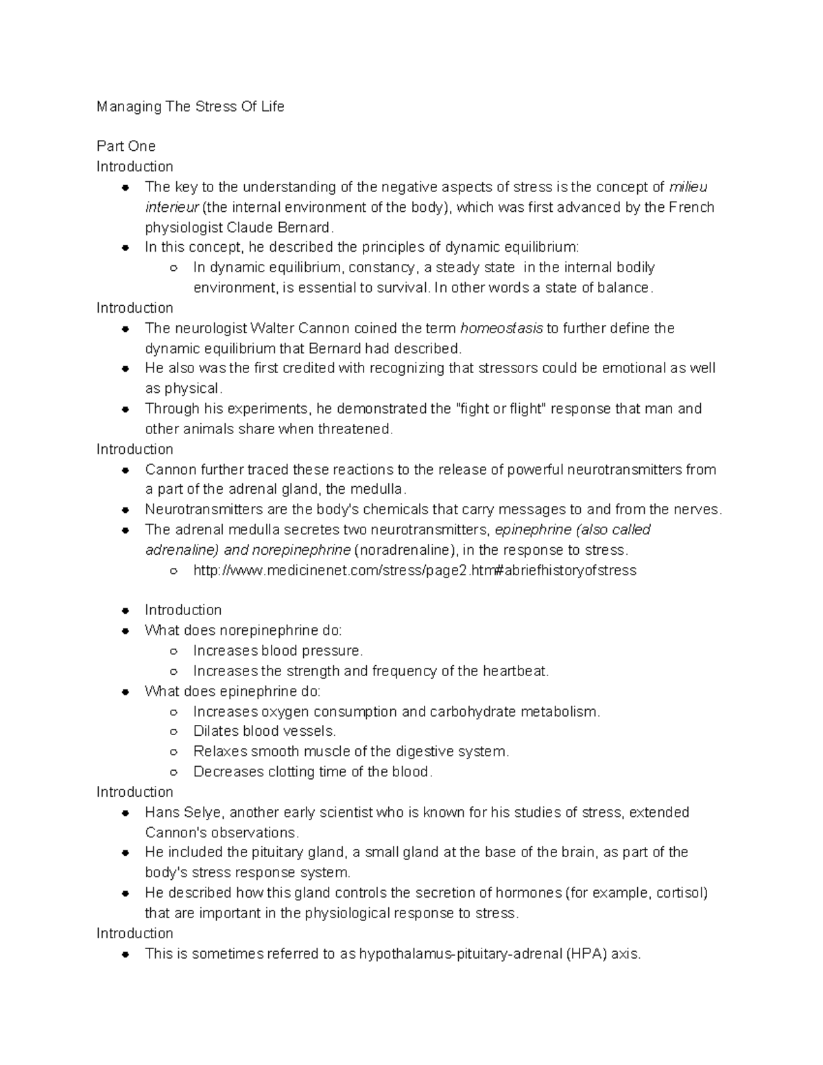 #8 Managing Stress - Lecture notes - Managing The Stress Of Life Part ...