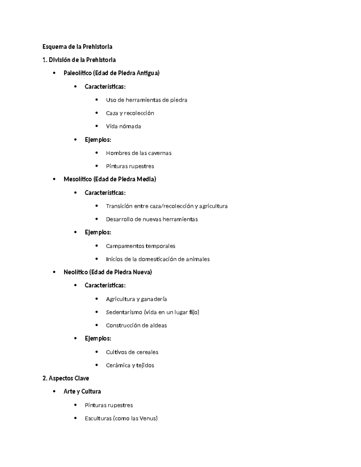 Esquema de la Prehistoria - División de la Prehistoria Paleolítico ...