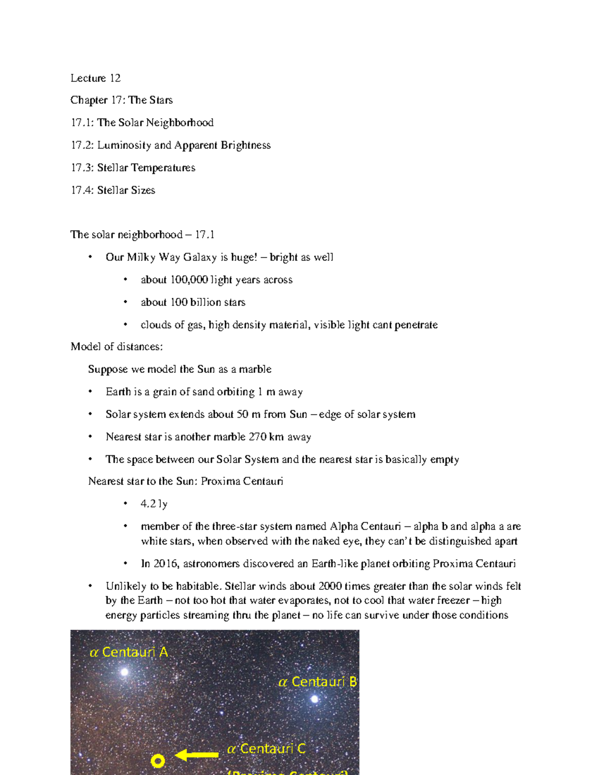 Lecture 12 - Lecture 12 Chapter 17: The Stars 17: The Solar ...